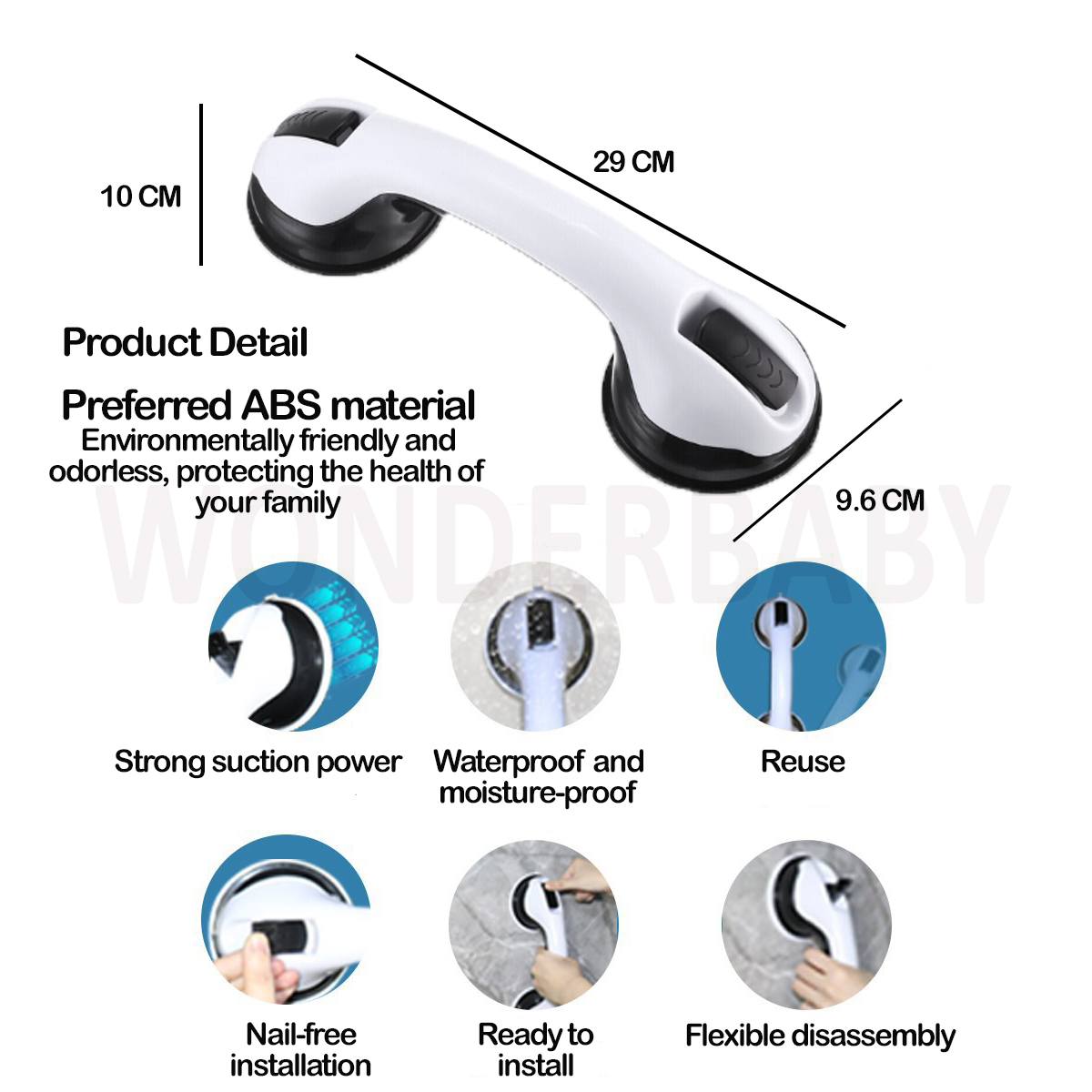 Shower Handle Safety Helping Handle Anti Slip Support Toilet Bathroom ...