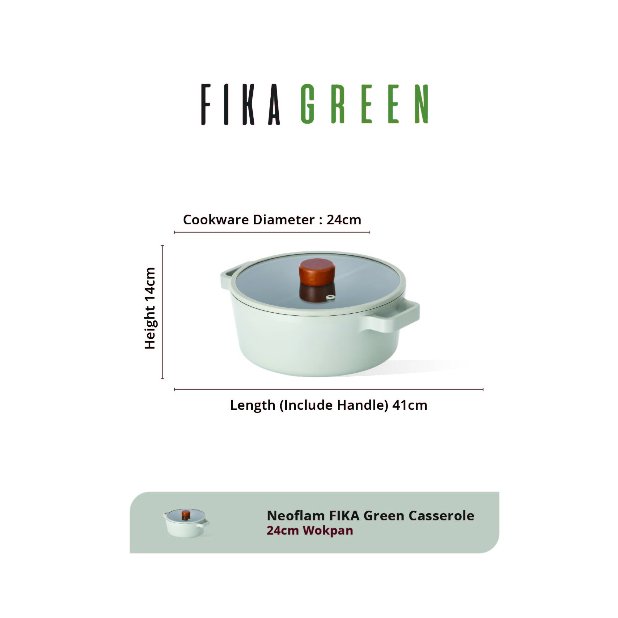 Neoflam Fika Green Casserole (24cm) | Shopee Malaysia