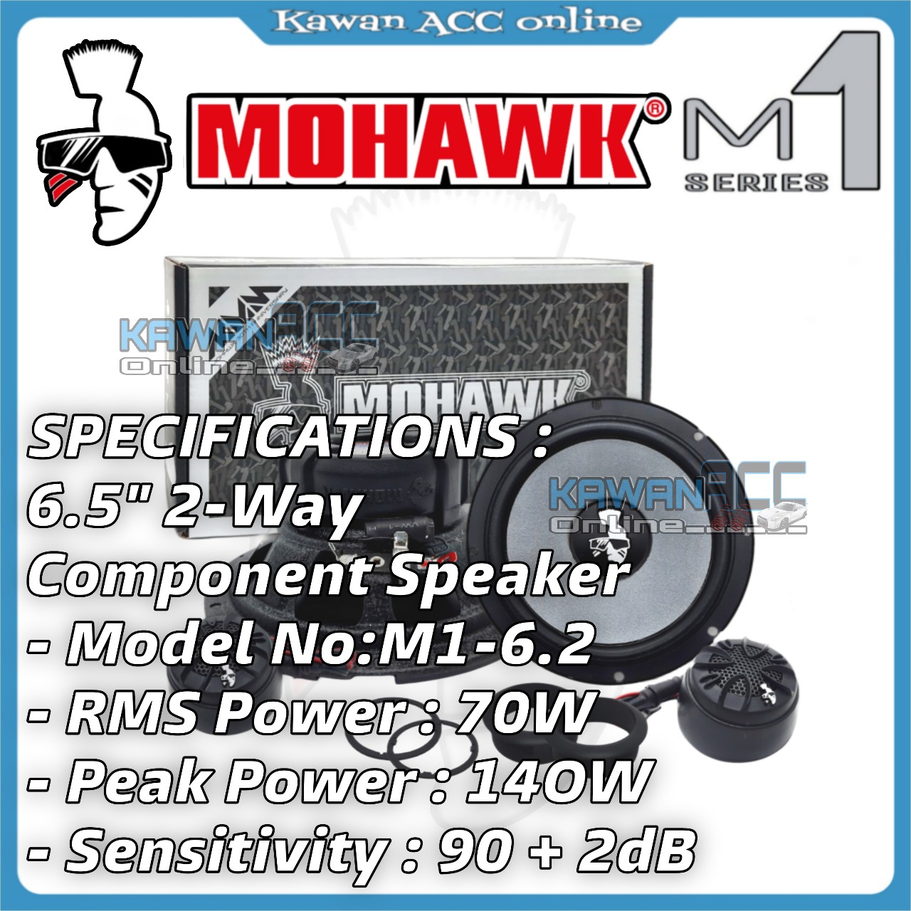 MOHAWK 6.5'' 2-Way Component Set Speaker/Crossover/tweeter - PRO M1 MS Series - MS-6.2 / M1-6.2 ...