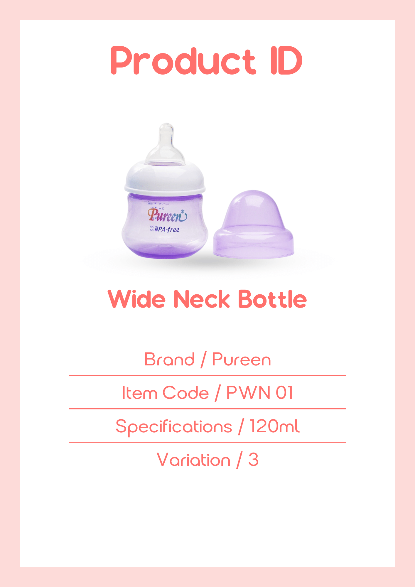 Pureen Wide Neck Bottle 4oz (120ml) PWN-01 | Shopee Malaysia