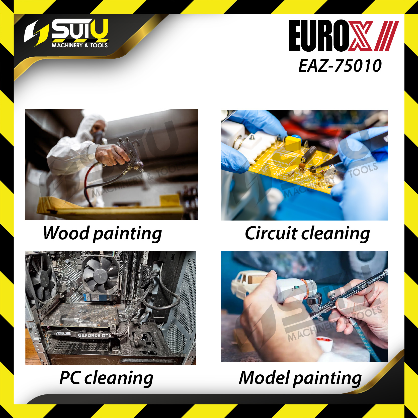 [NEW ARRIVAL] EUROX EAZ-75010 / EAZ75010 1.5HP 8Bar 10L Air Compressor / Kompressor 2850RPM ...