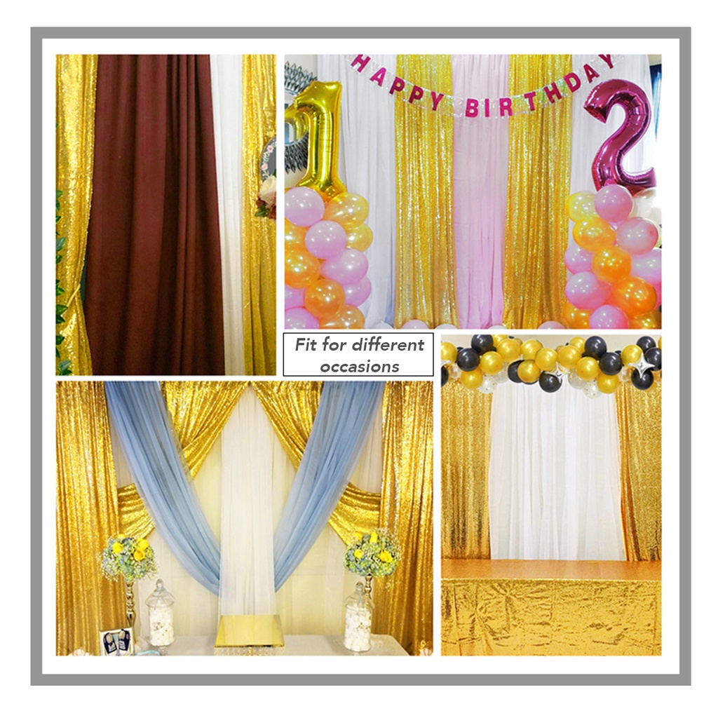 1pc 0.6x2.4M Sequin Backdrop Curtain Deco Wedding Party Glitter Sparkle ...