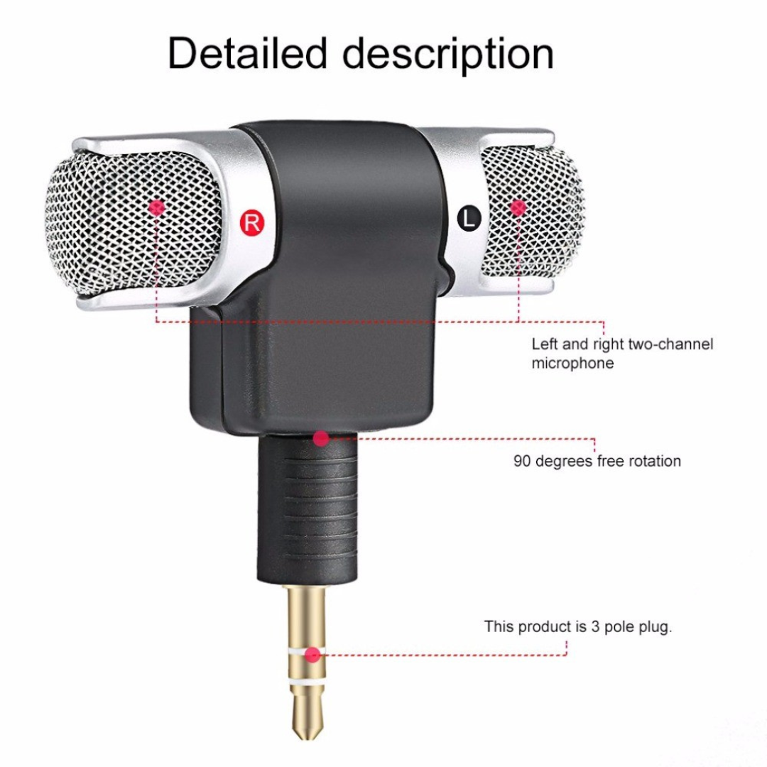 Mini 3.5mm Microphone Stereo Mic For Recording Mobile Phone Studio ...