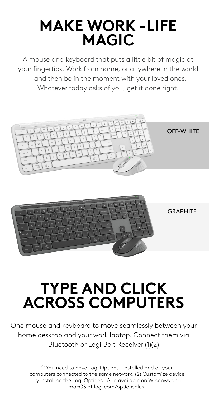 Logitech Mk950 Signature Slim Wireless Keyboard And Mouse Combo Sleek Design Quiet Typing And
