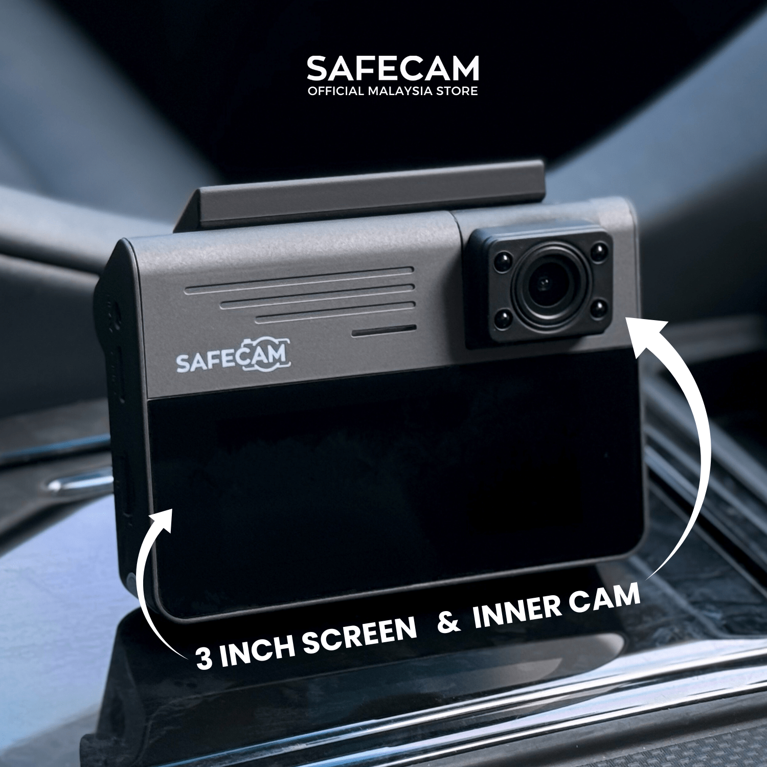 SAFECAM X300 WIFI 3-Channel Dashcam 1080P Front + 720P Inner + 720P ...