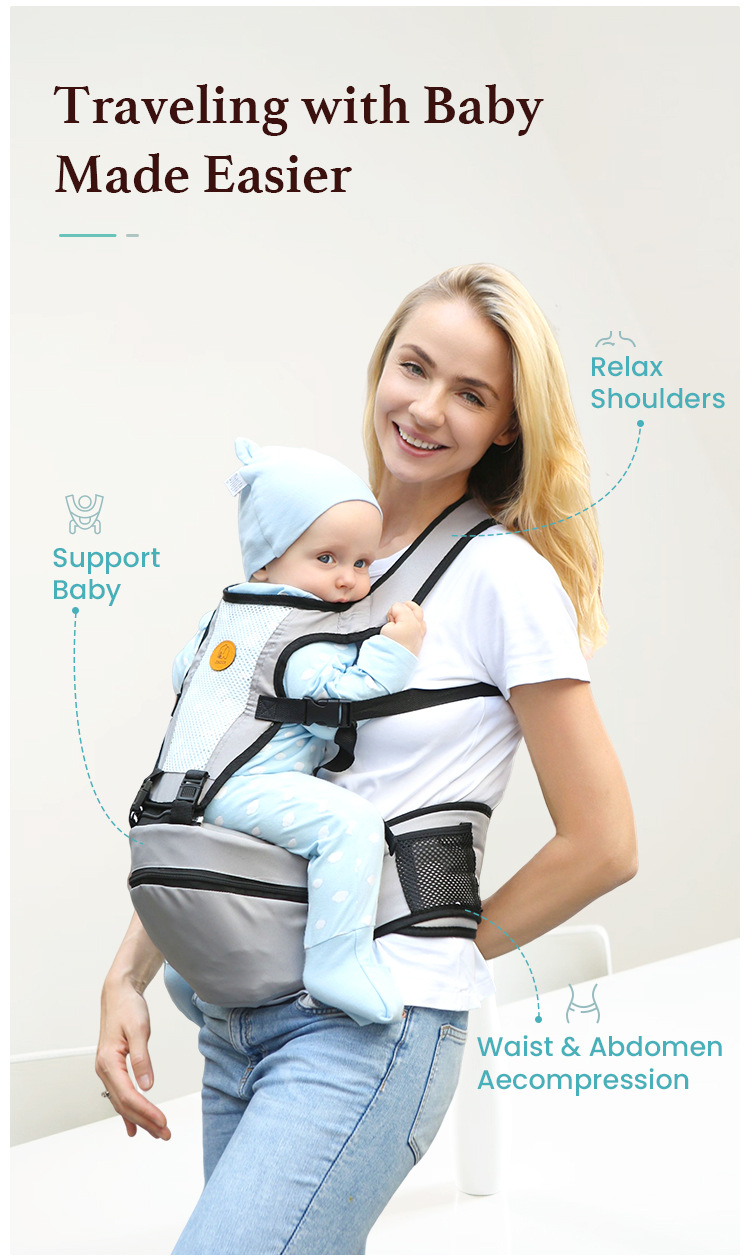 👶🏻Woobbies 4in1 Multifunctional Baby Carrier Wrap Baby Hip Seat Baby ...