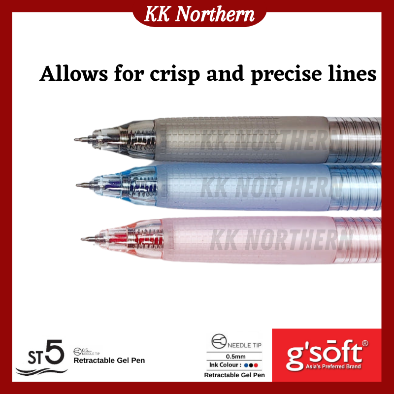 (G'soft) ST5 Gel Pen 0.5mm Retractable Gel Pen Needle Tip Smooth Gel ...