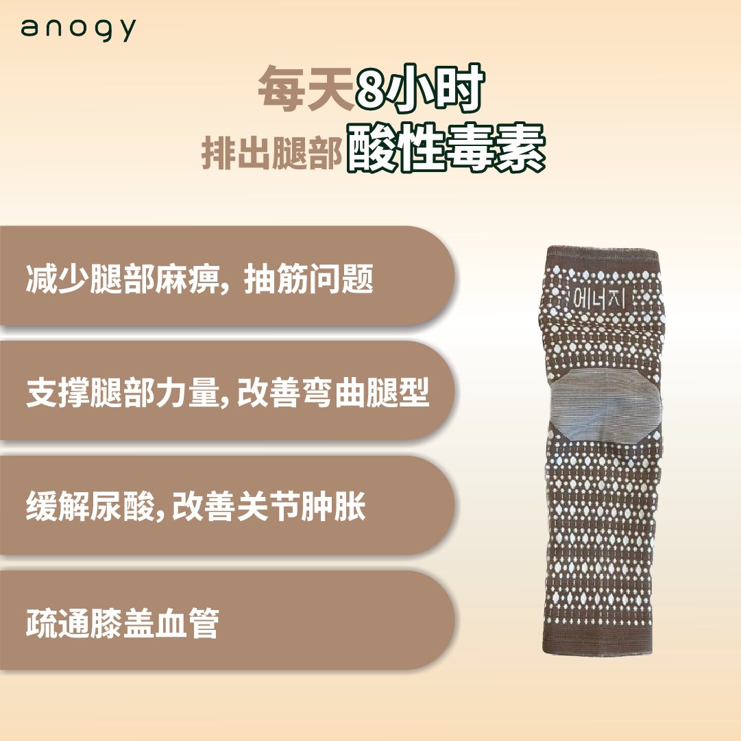 【Anogy】Anogy 韩国能量护膝 远红外线护腿 护膝内缝的每一粒里面都是满满包裹着的韩国能量石 Anogy Korea Energy ...