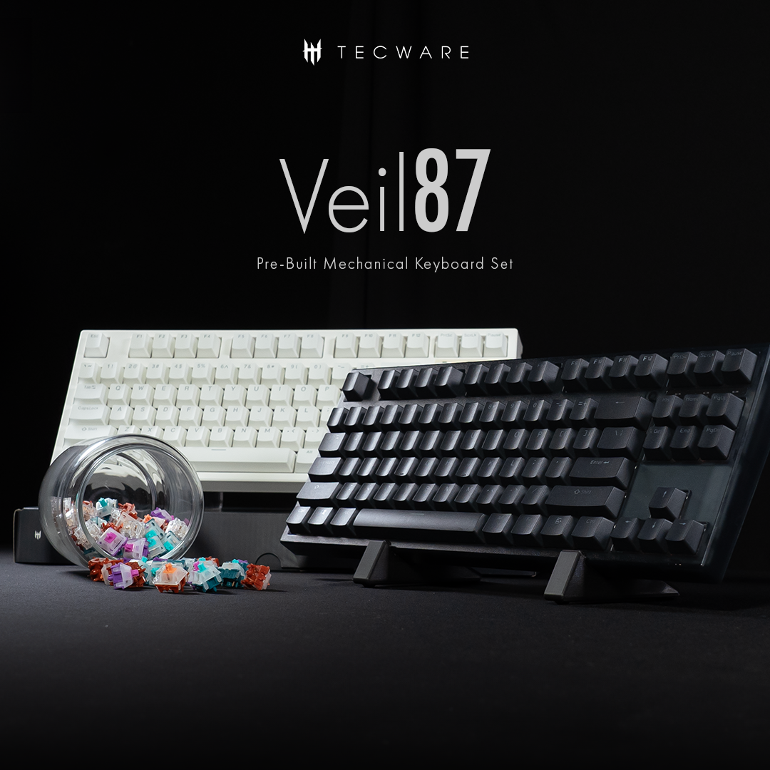 TECWARE VEIL 87 PRE-BUILT MECHANICAL KEYBOARD SET - (SMOKEY BLACK ...
