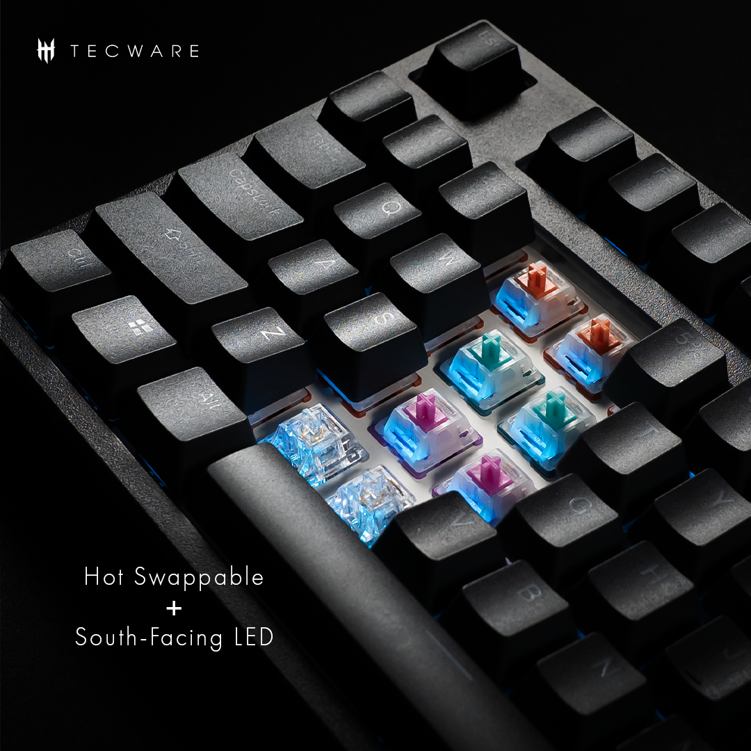 TECWARE VEIL 87 PRE-BUILT MECHANICAL KEYBOARD SET - (SMOKEY BLACK ...