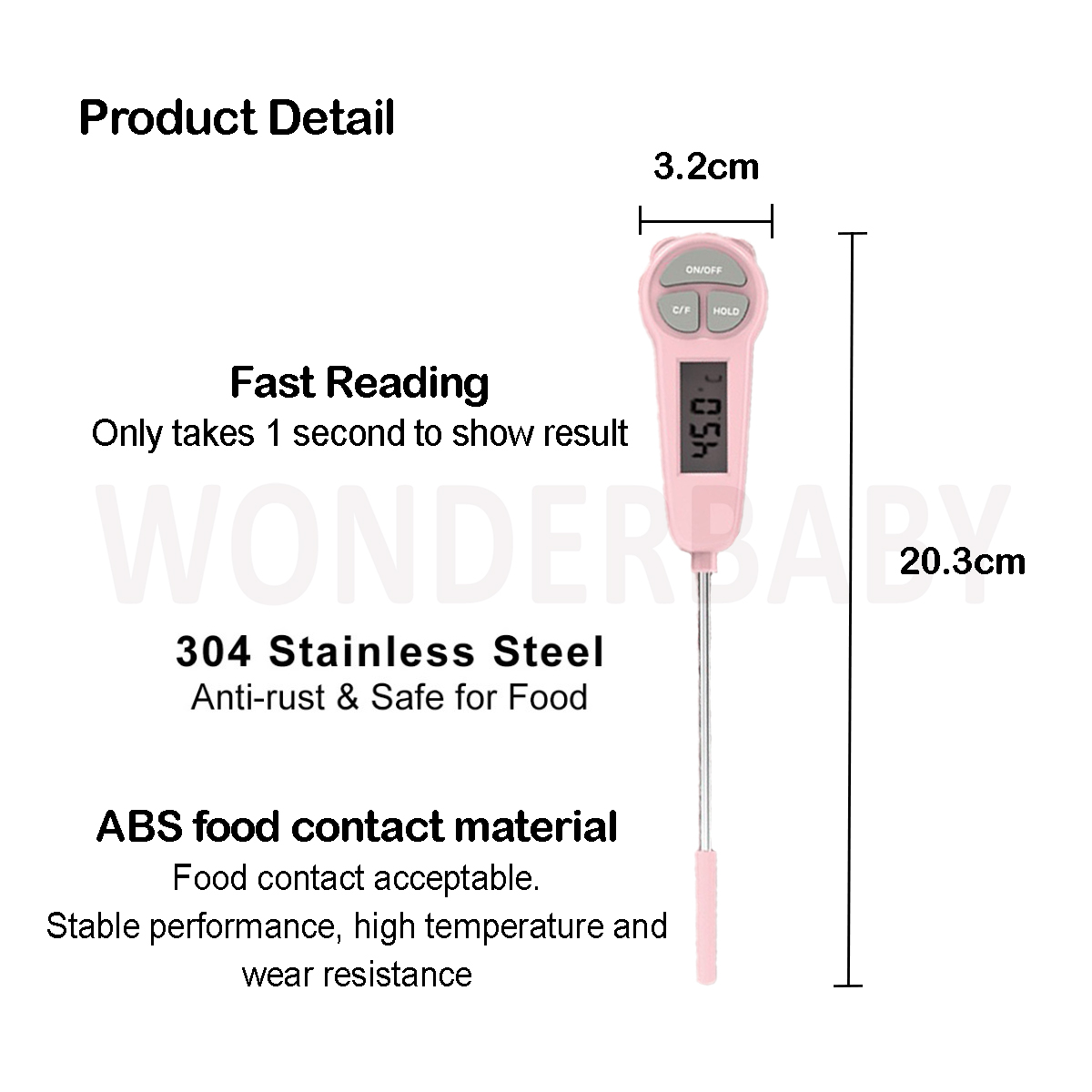 Wonderbaby 👼 Digital Thermometer Stainless Steel Probe -50℃~300℃ | Baby ...
