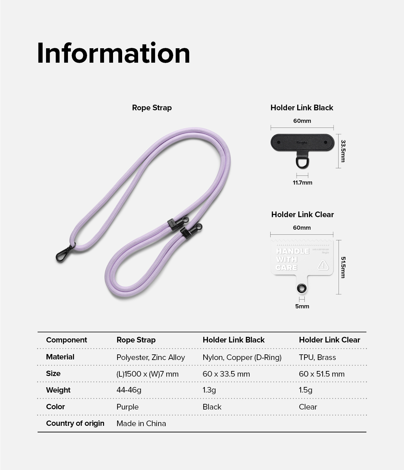 RINGKE® LANYARD HOLDER LINK Designed for Smartphone Cases Durable Anti ...