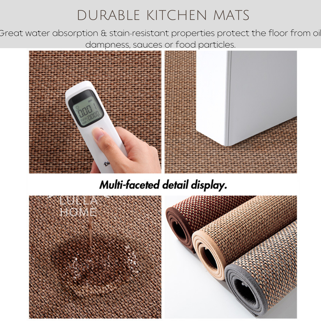 LullaHome Non-Slip Minimalist Braided Kitchen Mat Flock Fabric Two ...