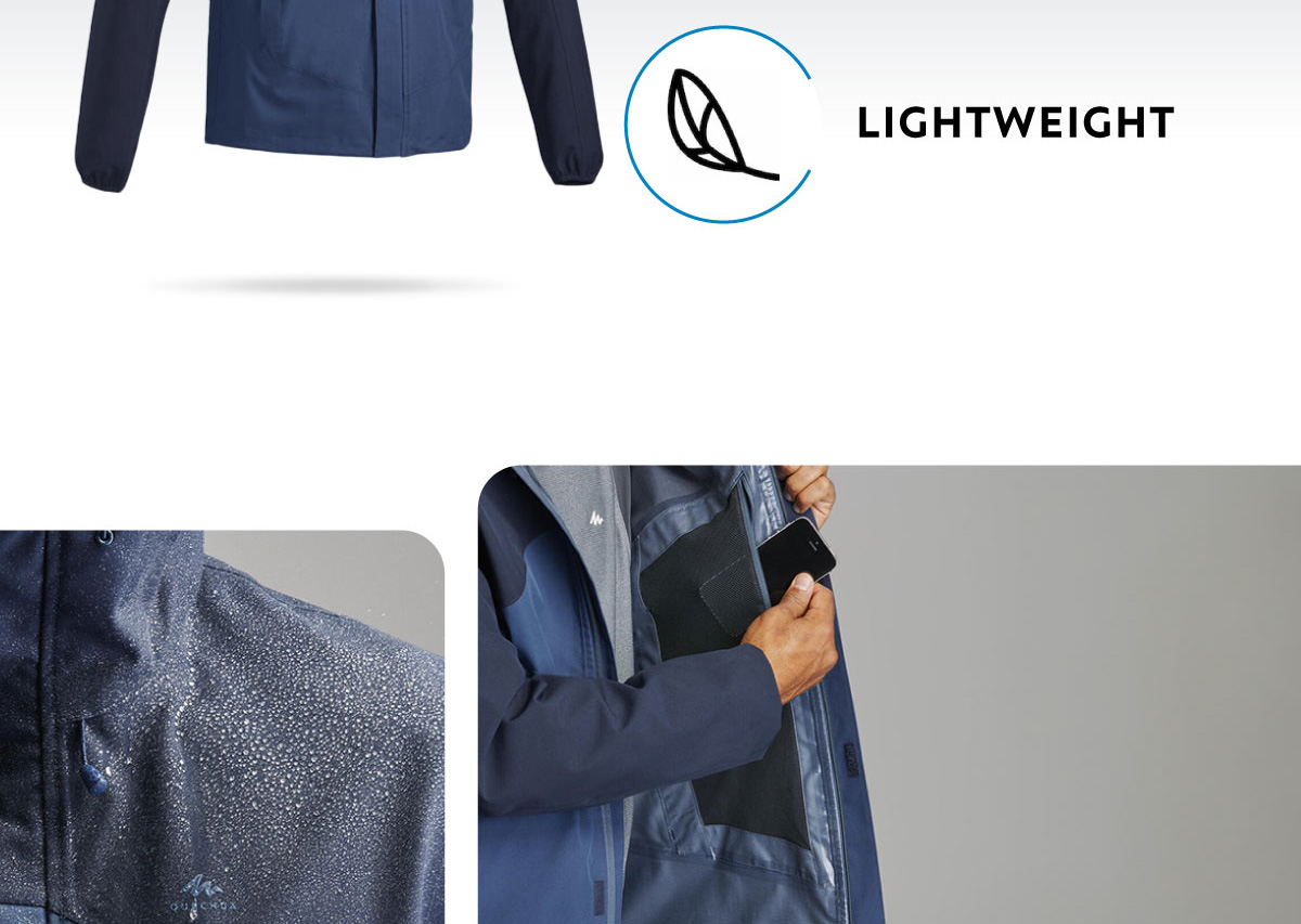 Decathlon Quechua Hiking Waterproof Jacket Men 2 Pockets | Shopee Malaysia
