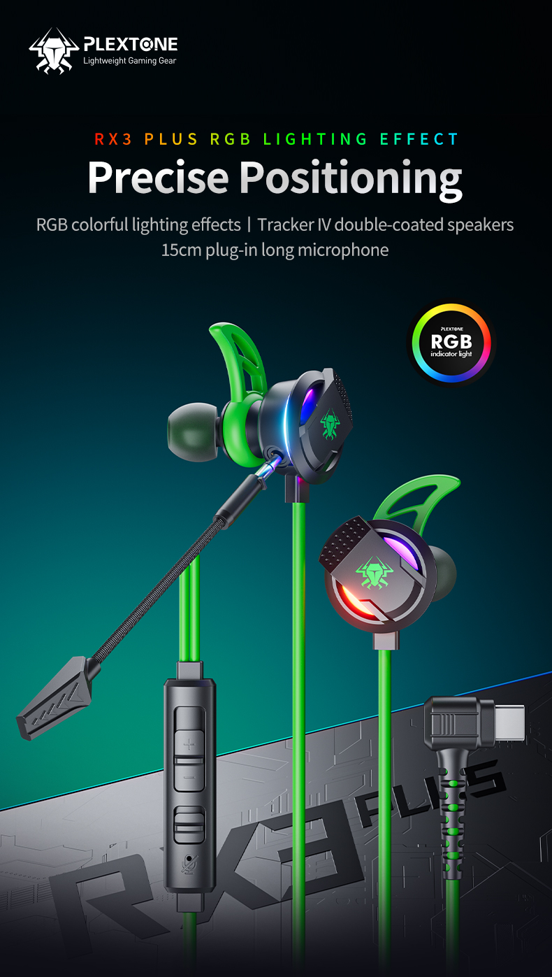 PLEXTONE RX3 NEWPLUS/RX5 In-ear Type-c Interface Wired Game Earphones ...