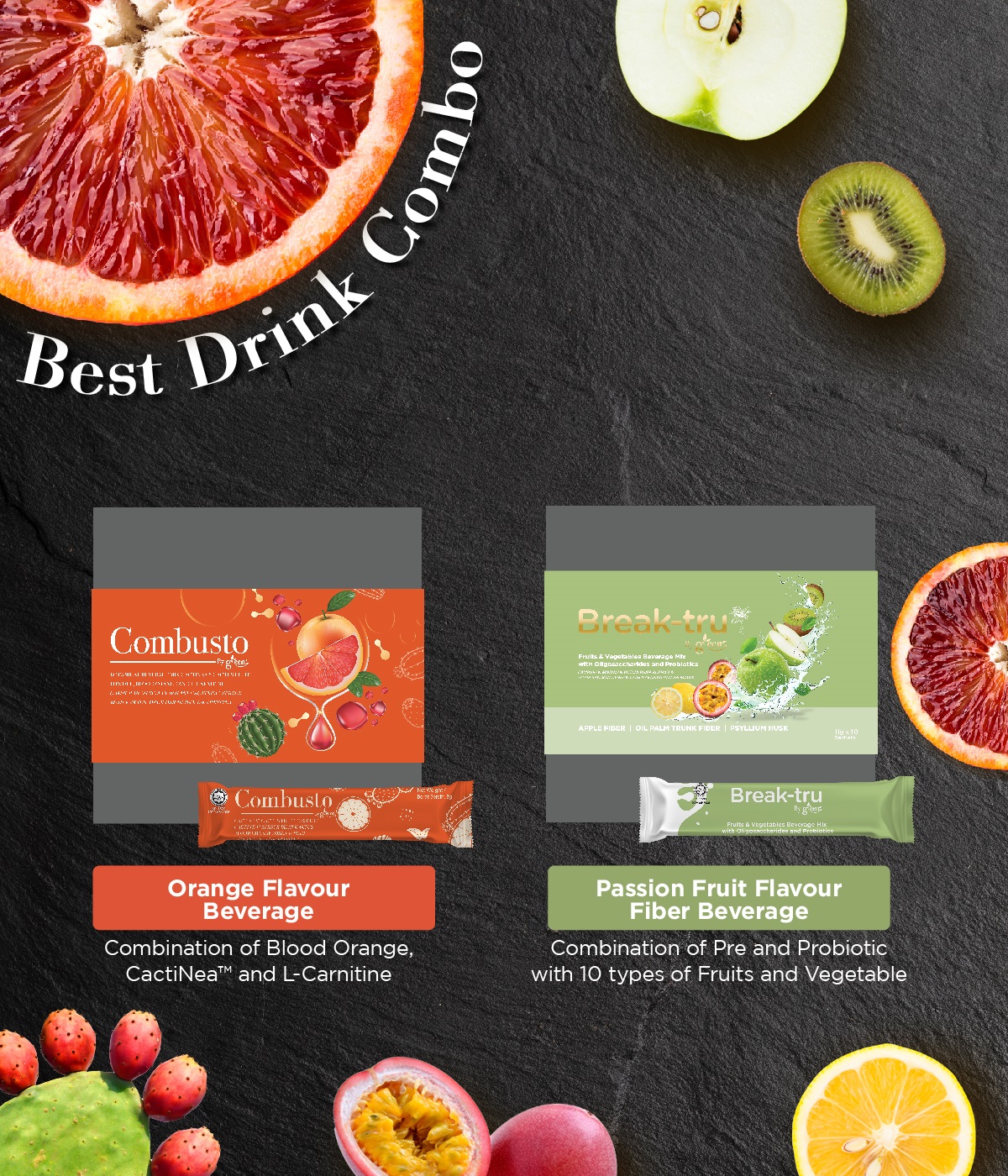 GREENS Combusto Blood Orange & Cactus Fruit Powder Fat Burning Drink ...
