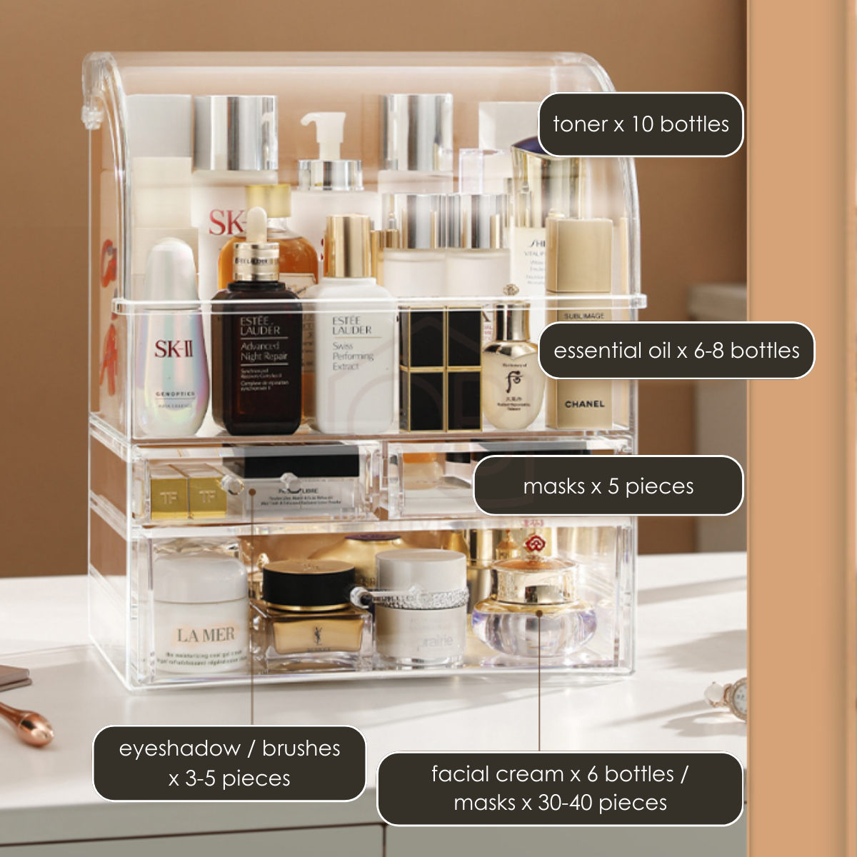 QB Makeup Organizer Cosmetic Storage Box Skin Care Perfume Jewelry ...