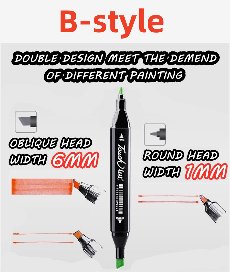 60pcs Touch Colours Graphic Art Twin Tip Marker Pen Set Color Dual Head ...