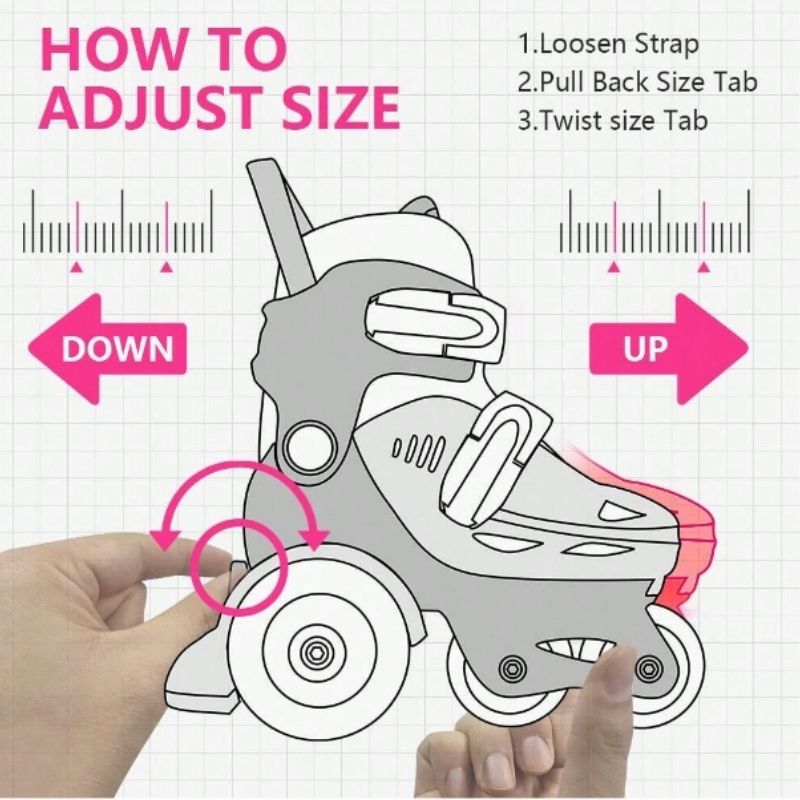 🐳Set Kasut Roda Kanak-kanak Beginner Kids Three Wheel Skate Shoes Kids ...