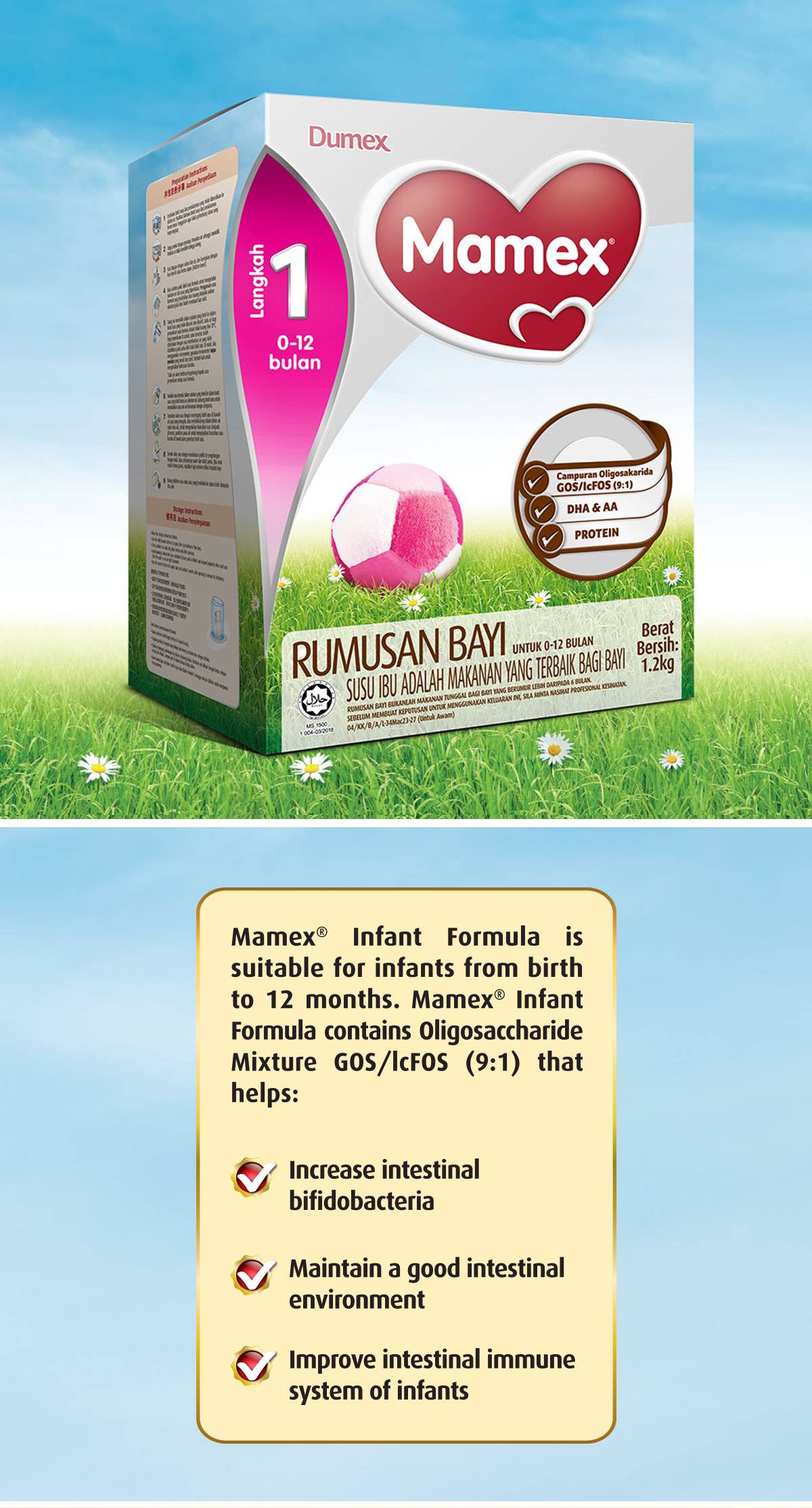 Mamex Step 1 Infant Milk Formula 0-12 months (1.2kg) (Susu, Milk Powder ...