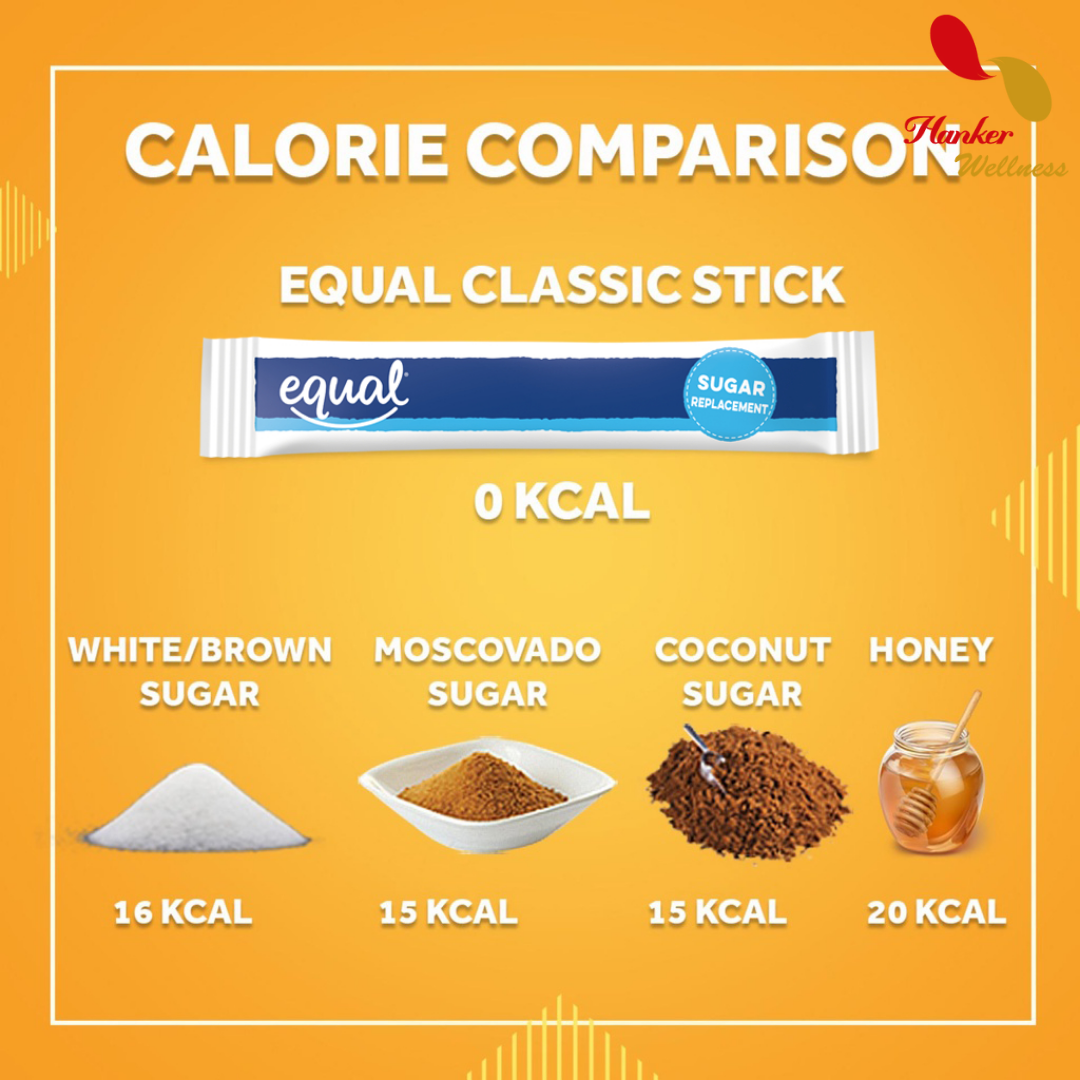 EQUAL Classic Sweetener Sticks Sugar Replacement Zero Calorie Sweetened ...