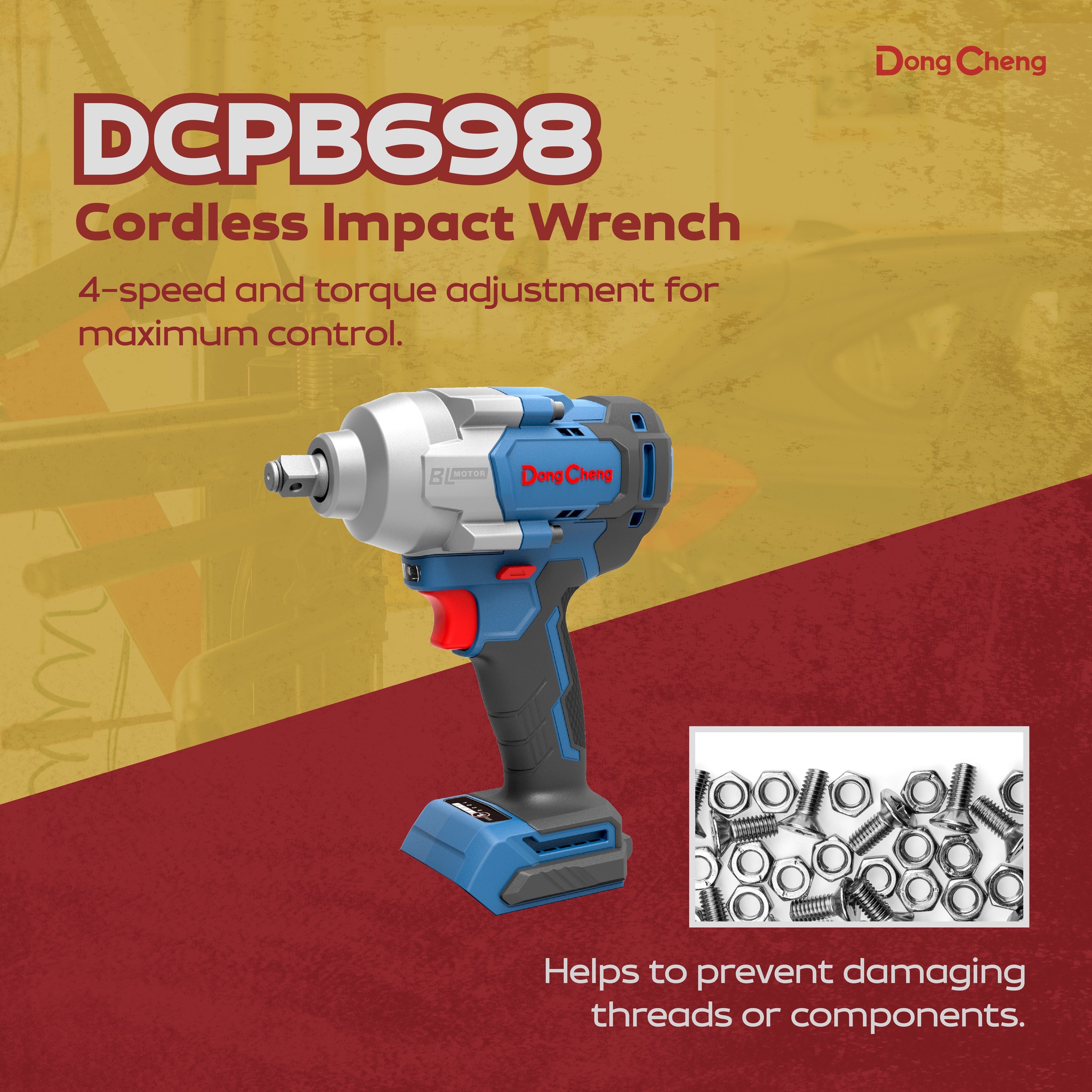 Dongcheng DCPB698FK Cordless Brushless Impact Wrench (5.0Ah x2pcs ...