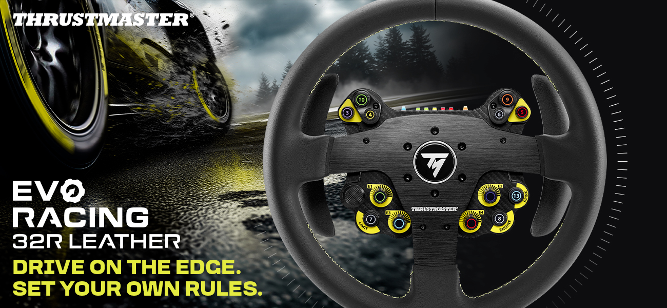 Thrustmaster EVO Racing 32R Leather, Round Leather-Wrapped Wheel Rim ...