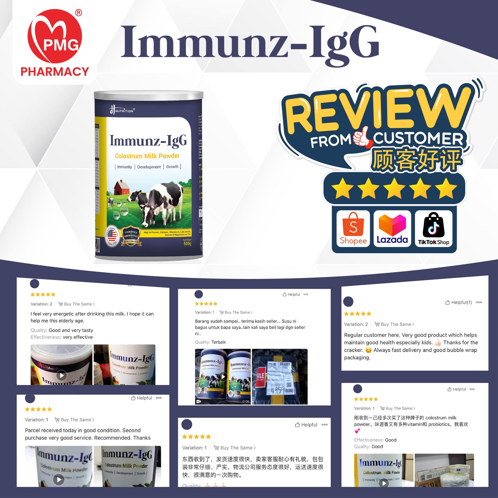 [JH NUTRITION] Immunz-IgG Colostrum Milk Powder 500g - boost immunity ...
