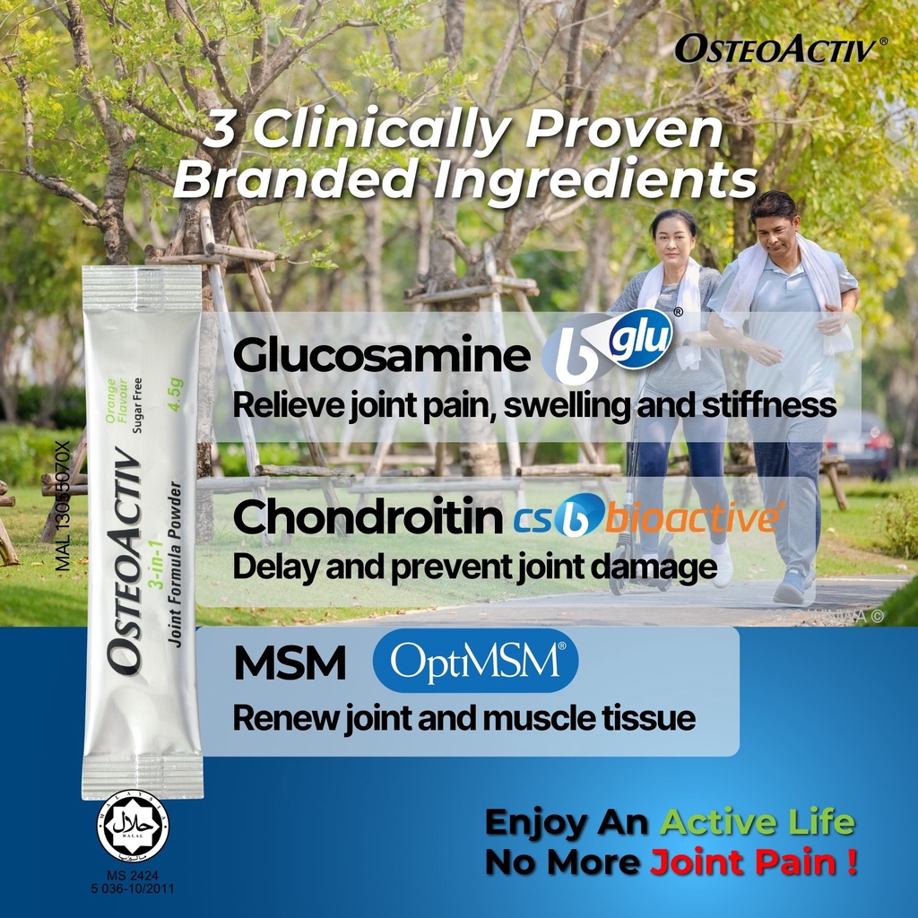 OSTEOACTIV 3-in-1 Joint Formula Powder Orange Flavour Sugar Free 4.5g ...