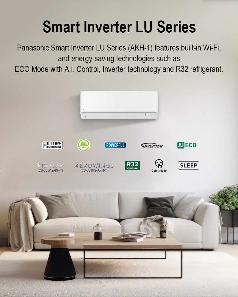 Panasonic R32 Aircond Rac Smart LU INV WM (1.0/1.5/2.0/2.5HP) | Shopee ...
