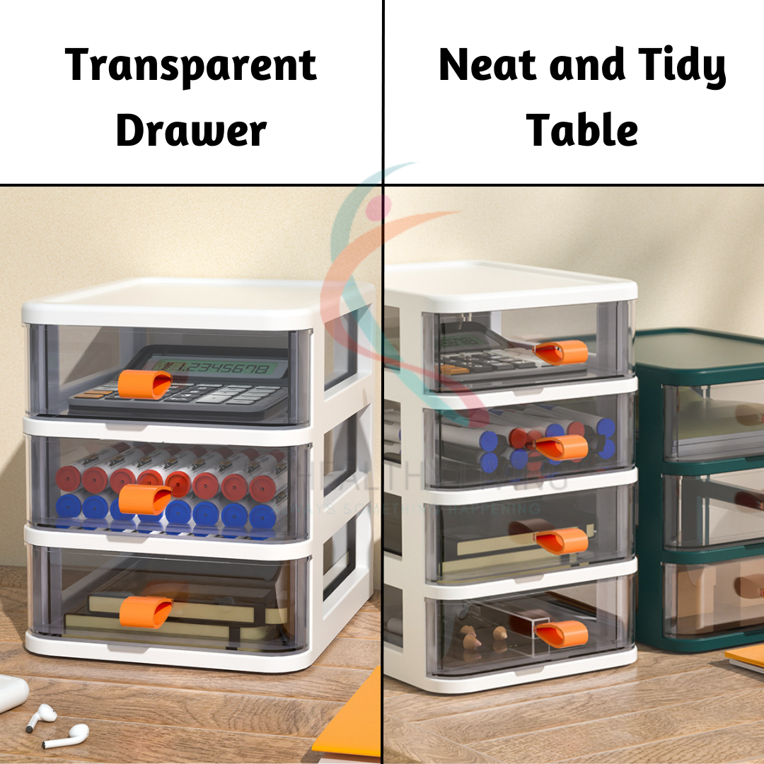 5 Tier Transparent Desktop Storage Drawer Desk Organizer Office Home ...