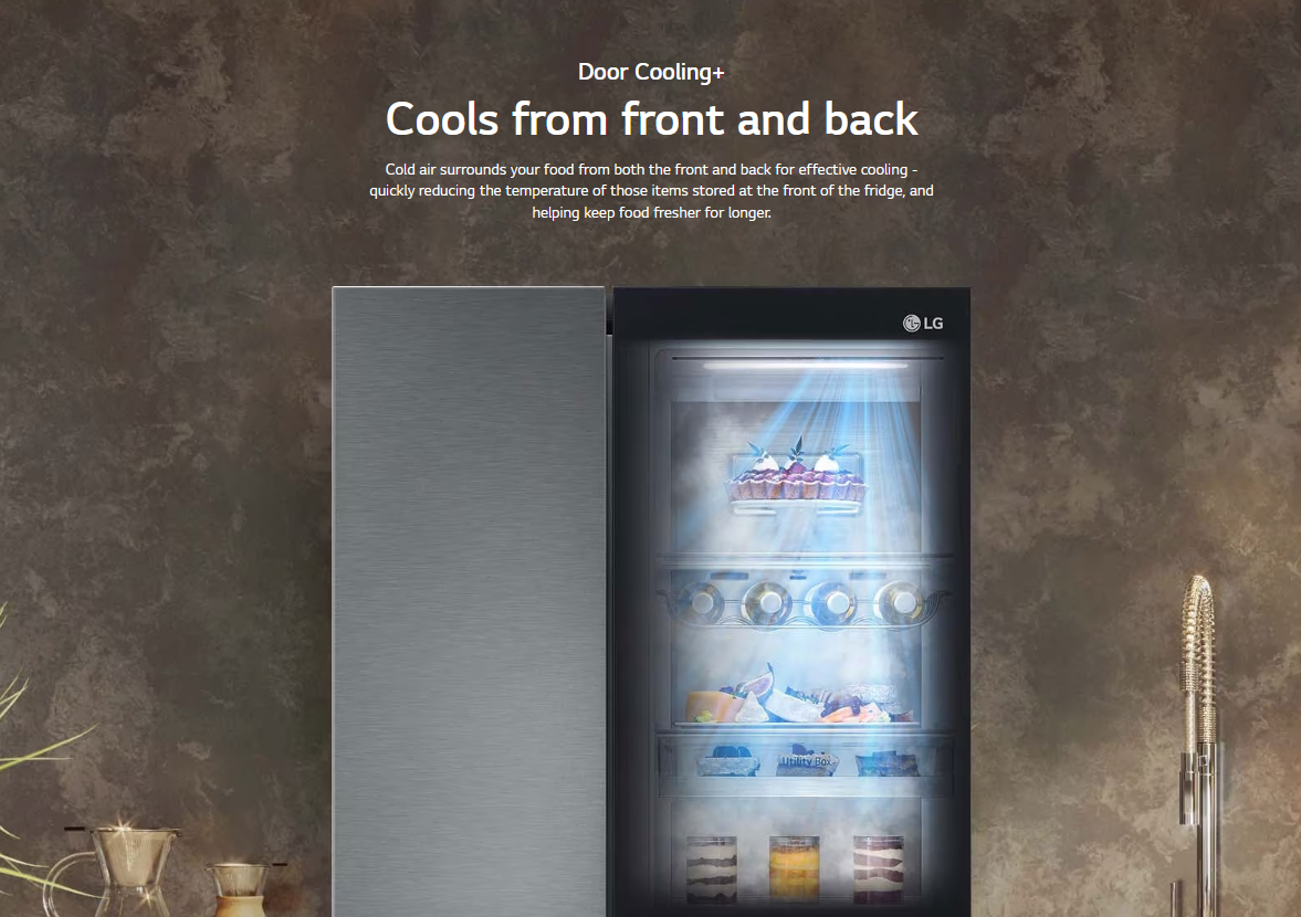 LG 655L Side-by-Side Inverter Fridge GC-V257CQFW in Matte Black Finish ...