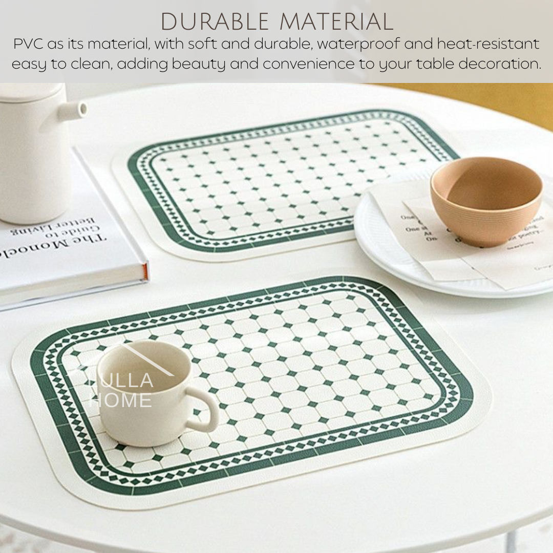 LullaHome Non-Slip Waterproof Heat Resistant Green Table Mat Placement ...
