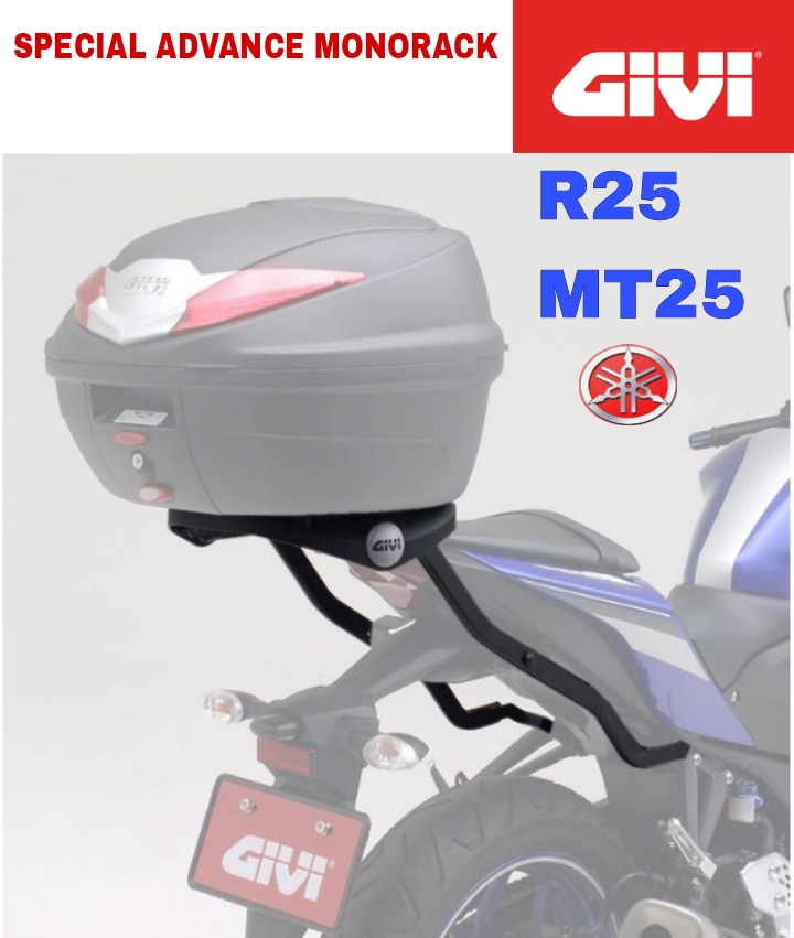 GIVI MONORACK R25 MT25 SPECIAL ADVANCE RACK J SRV YAMAHA R25 MT25 MOTOR ...