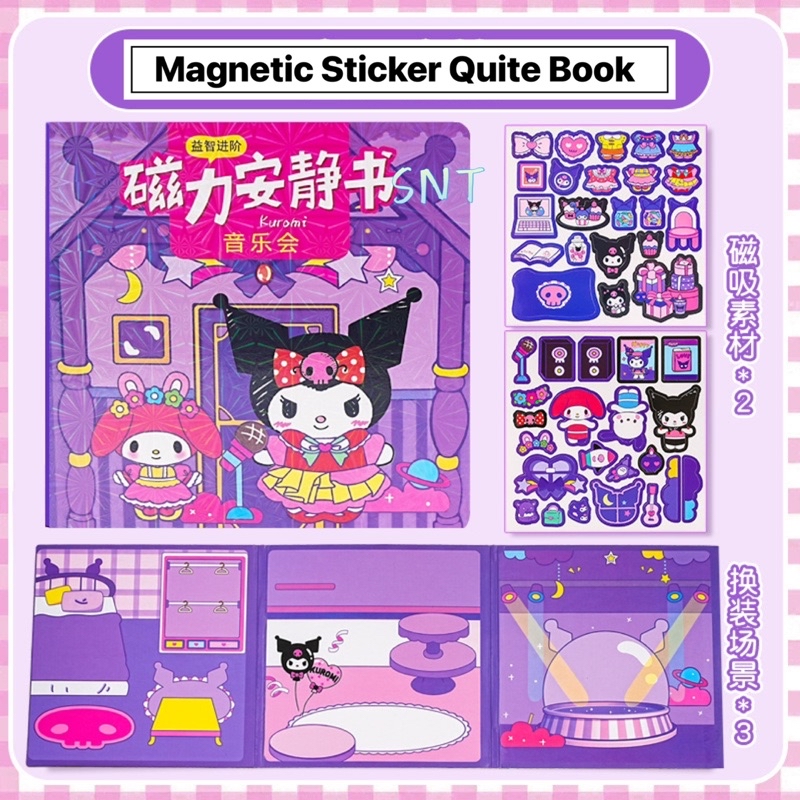 Magnetic Quite Book Sanrio (SNT)Free Cut Sticker Kuromi Paste Diy Kids ...