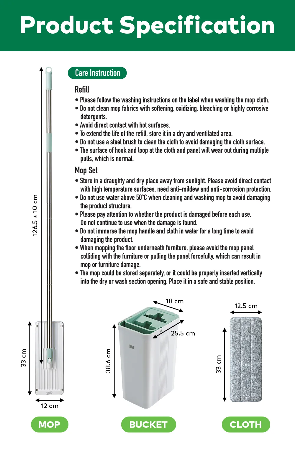 3M Scotch Brite Hands-Free Flat Mop With Bucket / Mop Lantai Self ...