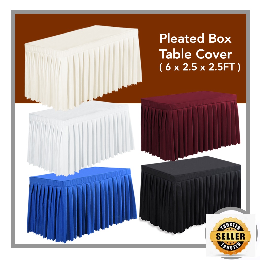 Alas meja -6x2.5FT Pleated Box Table Cover Skirting Meja Hotel Wedding ...