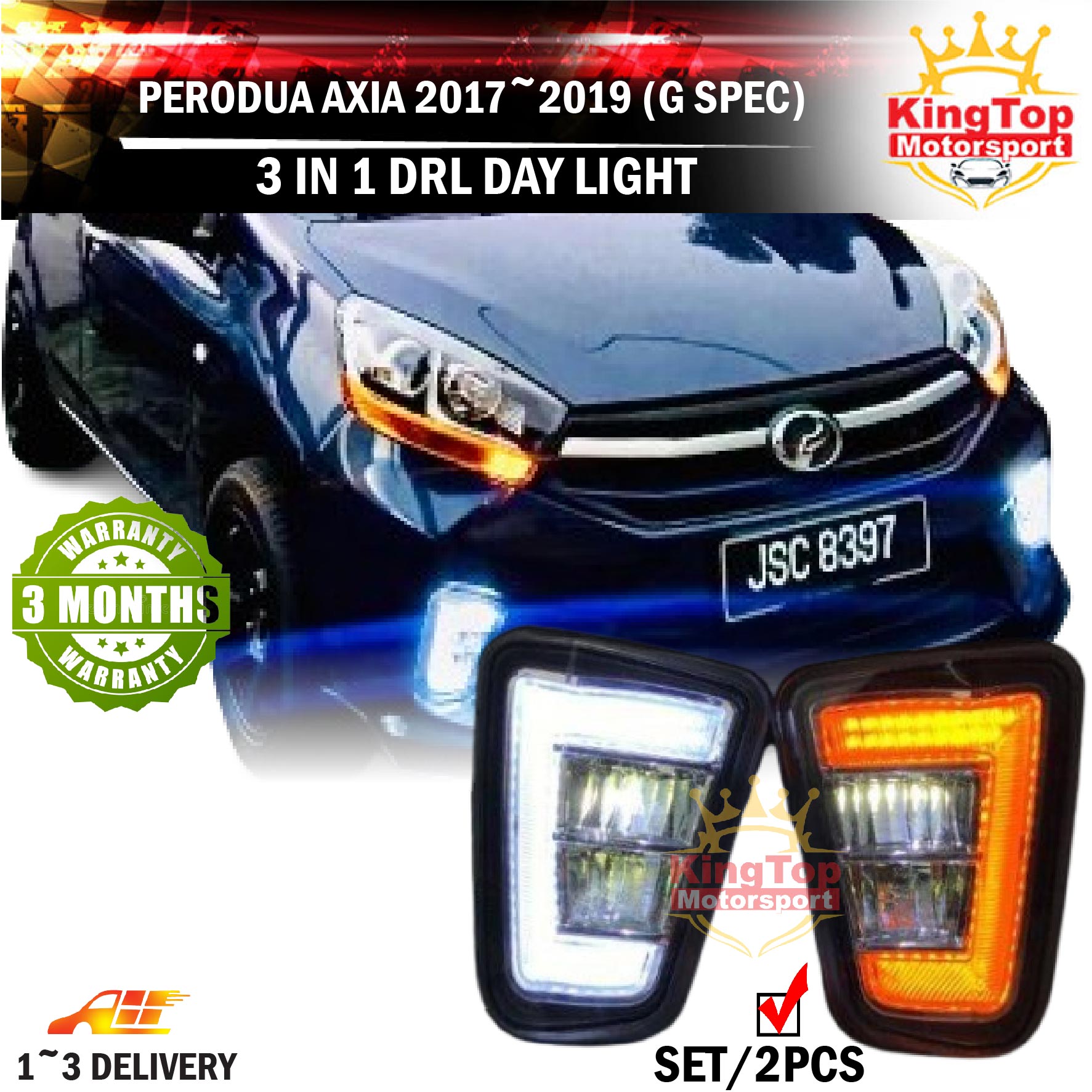 Perodua Axia 2017-2019 (G SPEC) Front Bumper Led Drl Daylight Light ...