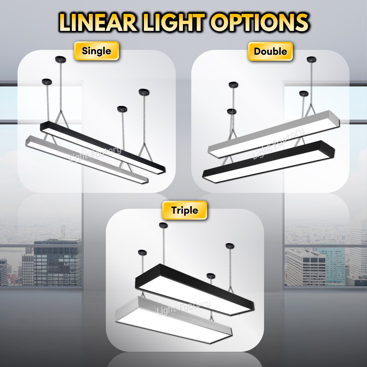 Office Pendant Light 4FT LED T8 Linear Light Casing Kalimantang Tube Fitting Ceiling Wall ...