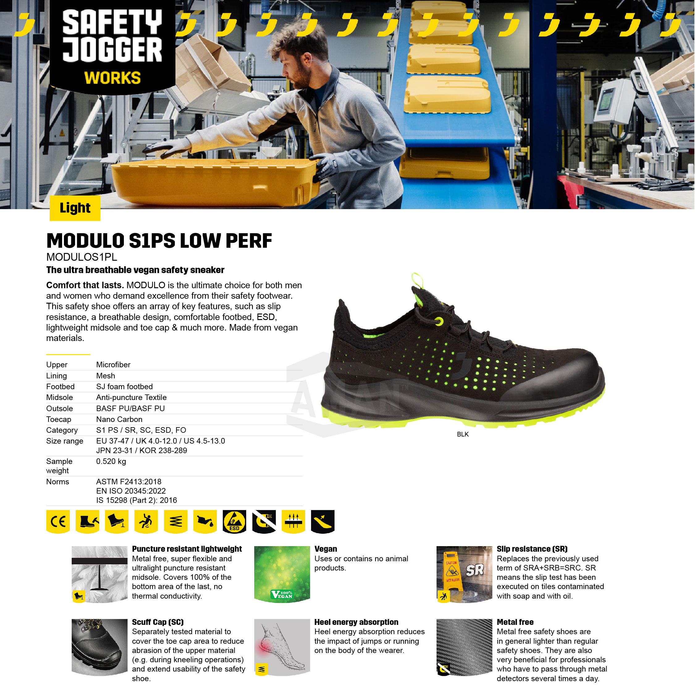 Safety Jogger Modulo ESD S1PS Safety Shoes Stylish Modern Colourful ...