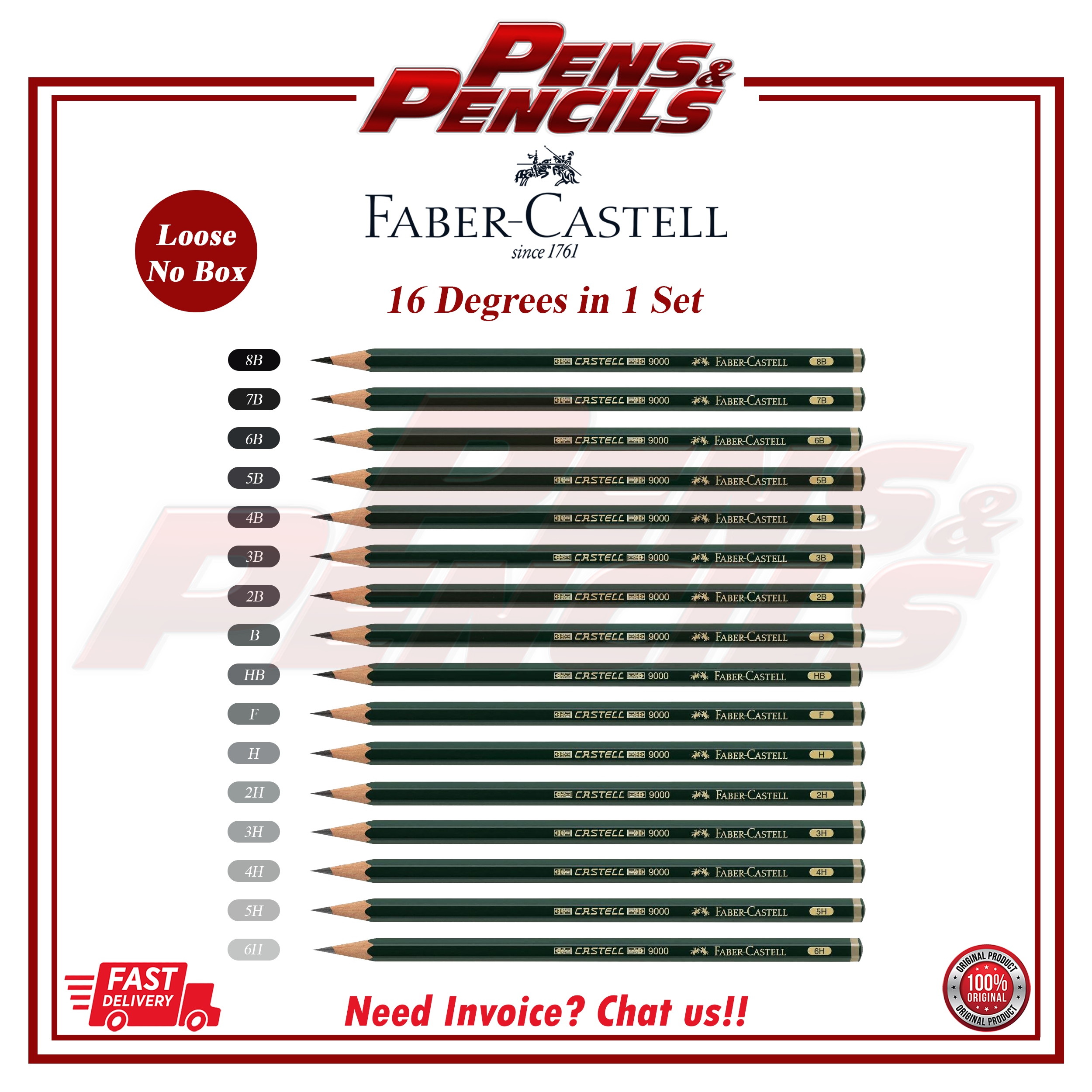 Faber-Castell Castell 9000 Graphite Pencil Set Art Set 117166 (12pcs ...