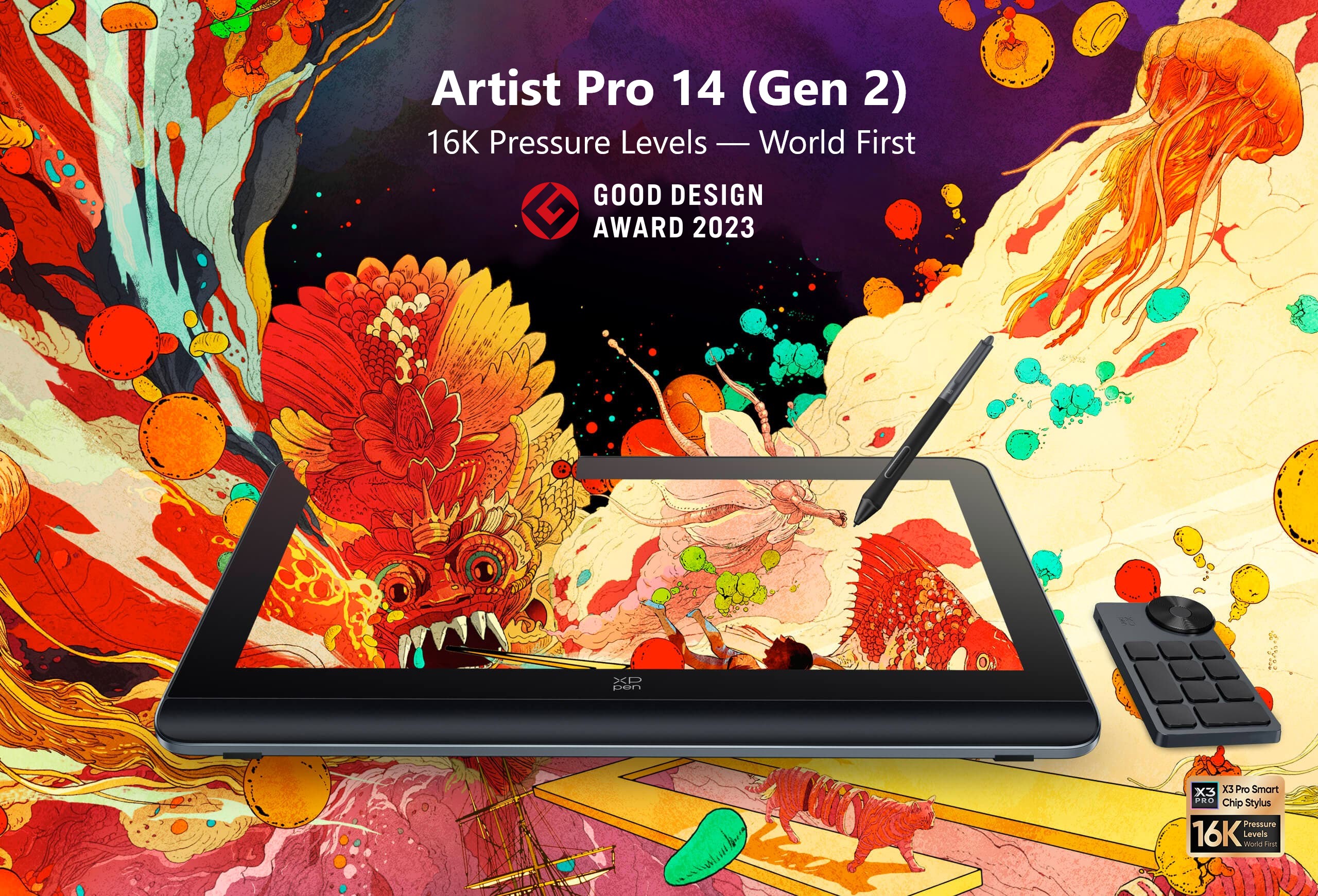 XP-Pen Artist Pro 14 (Gen 2) 14'' WUXGA Display Drawing Tablet | Shopee ...