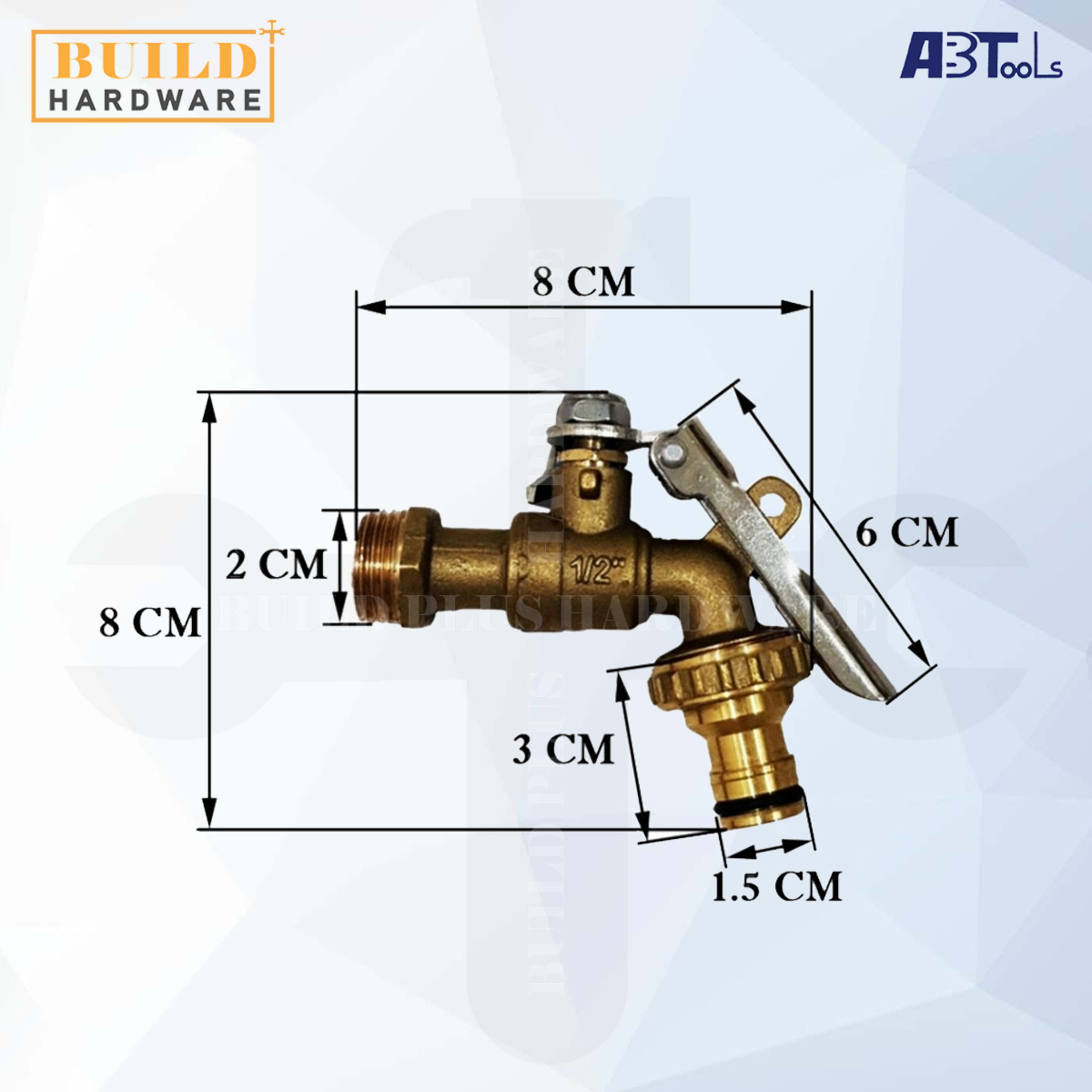 ABTools 1/2" Brass Key Union Ball Bib Tap (Lockable) Water Tap Garden ...