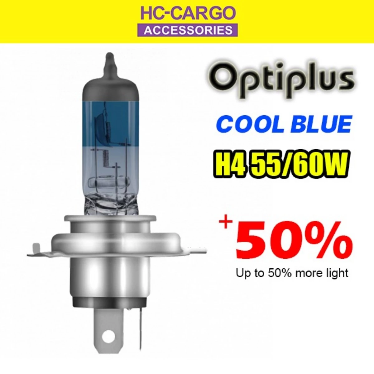 Optiplus Cool Blue H4 55/60W Up to 50% More Light Halogen CoolBlue Advance H4 4300K | Shopee ...