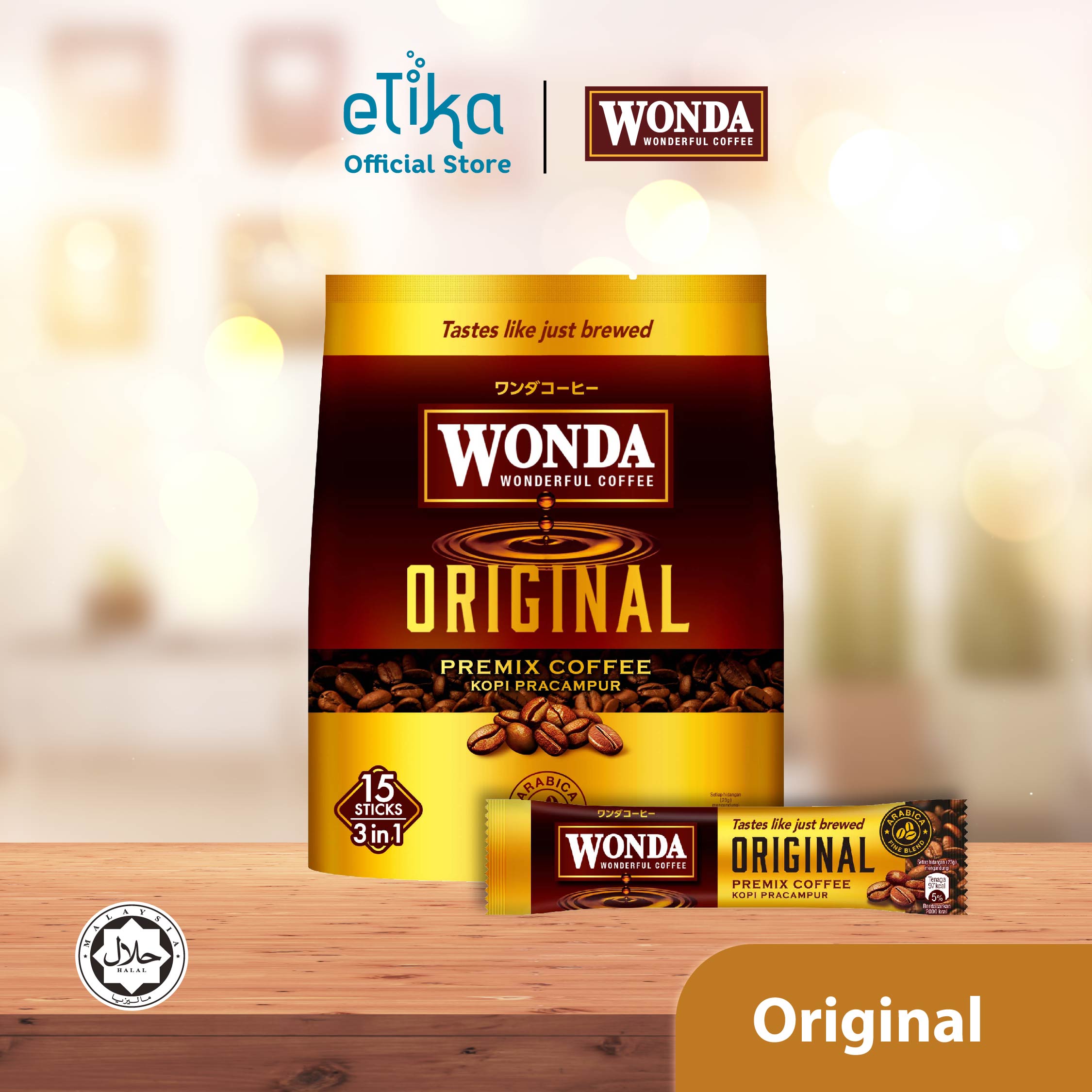 Wonda 3 in 1 Original/Kopi Tarik 20g/18g x 15 sachets x 24 packs (Carton) | Shopee Malaysia