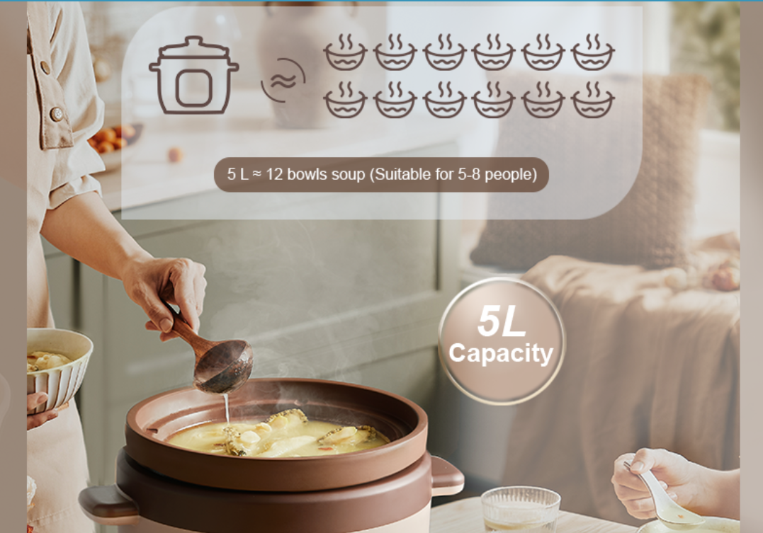 Bear 340W Electric Stew Pot Slow Cooker Purple Clay Pot (5L) BMC-AE50L ...