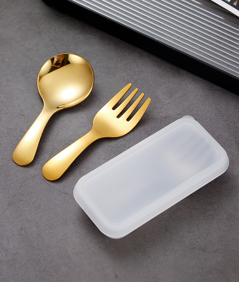 304 Stainless Steel Portable Spoon Fork Short Handle Fork Spoon ...