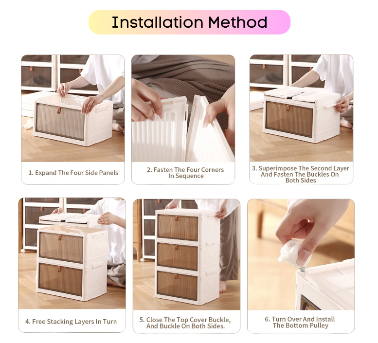 6-Layer Stackable Storage Box with Wheels | Multipurpose Cabinet with ...