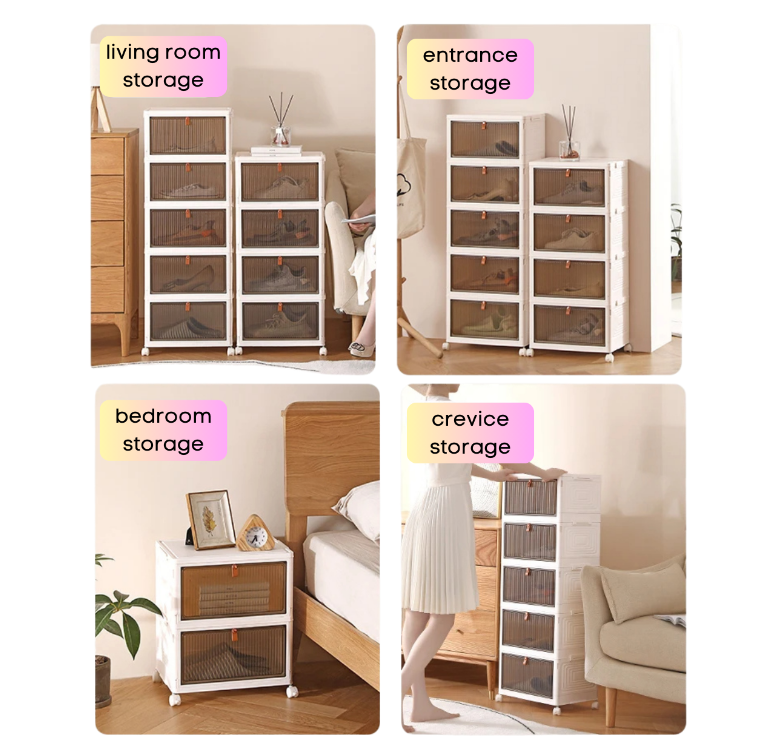 6-Layer Stackable Storage Box with Wheels | Multipurpose Cabinet with ...