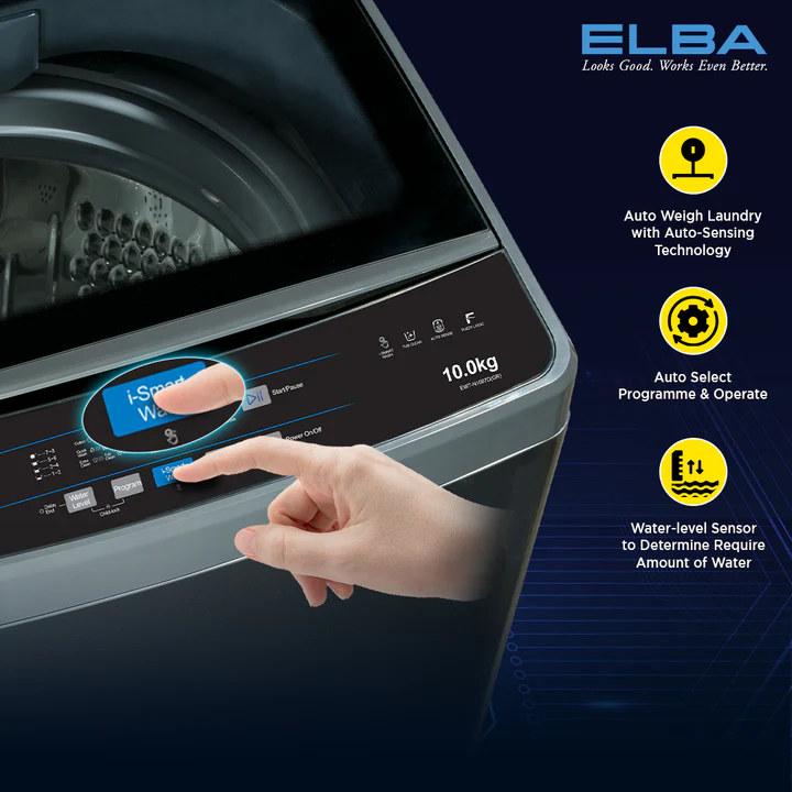 Elba 12kg Washing Machine Top Loading Fully Automatic EWT-N1287D(GR) Mesin Basuh 12Kilo i-Smart ...